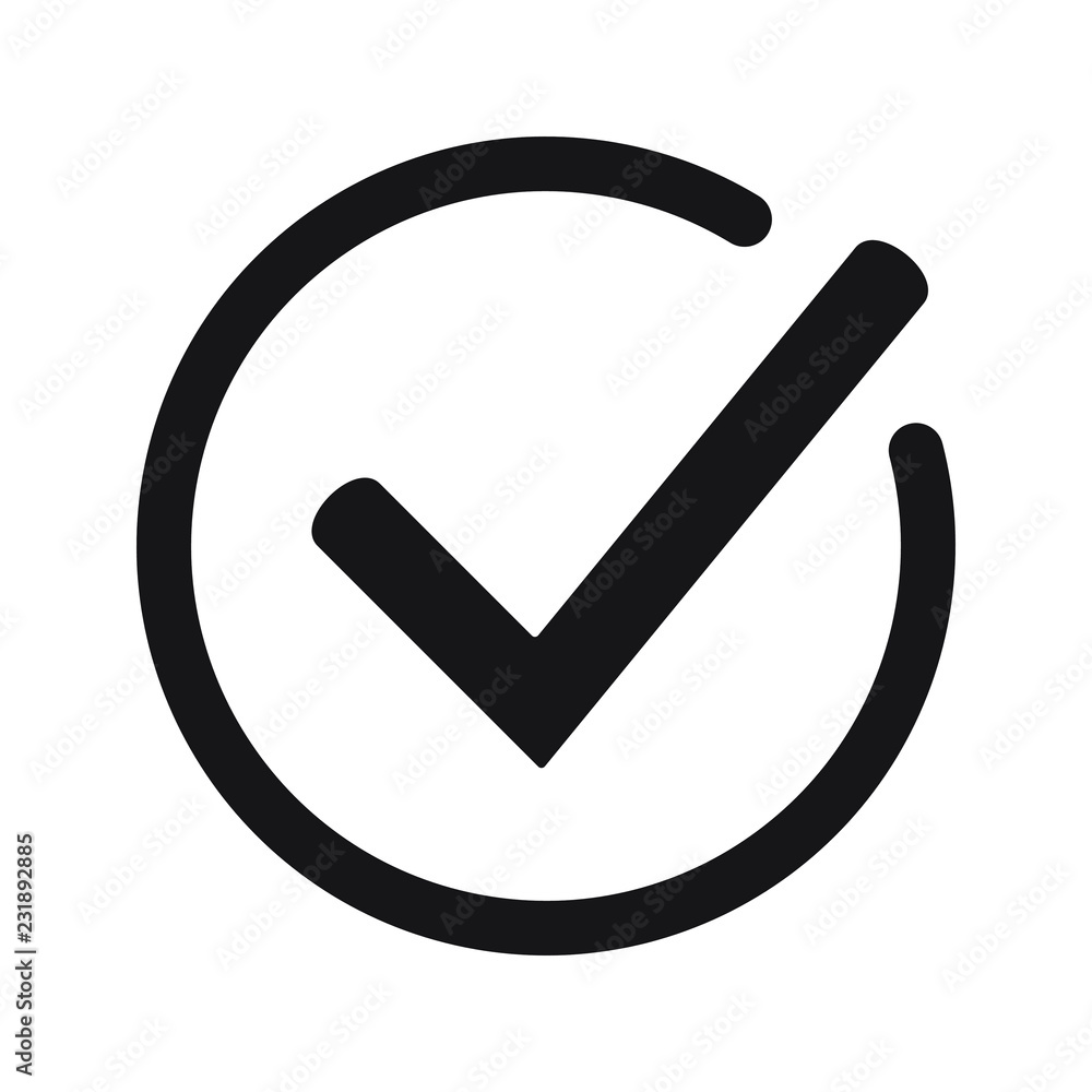 Tick icon vector symbol, checkmark isolated on white background Stock ...