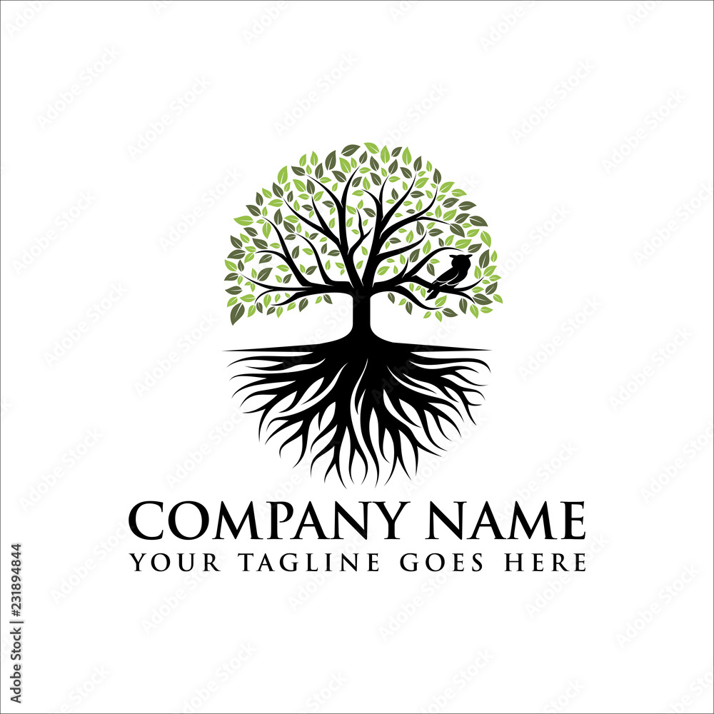 Abstract tree logo design, root vector - Tree of life logo design ...