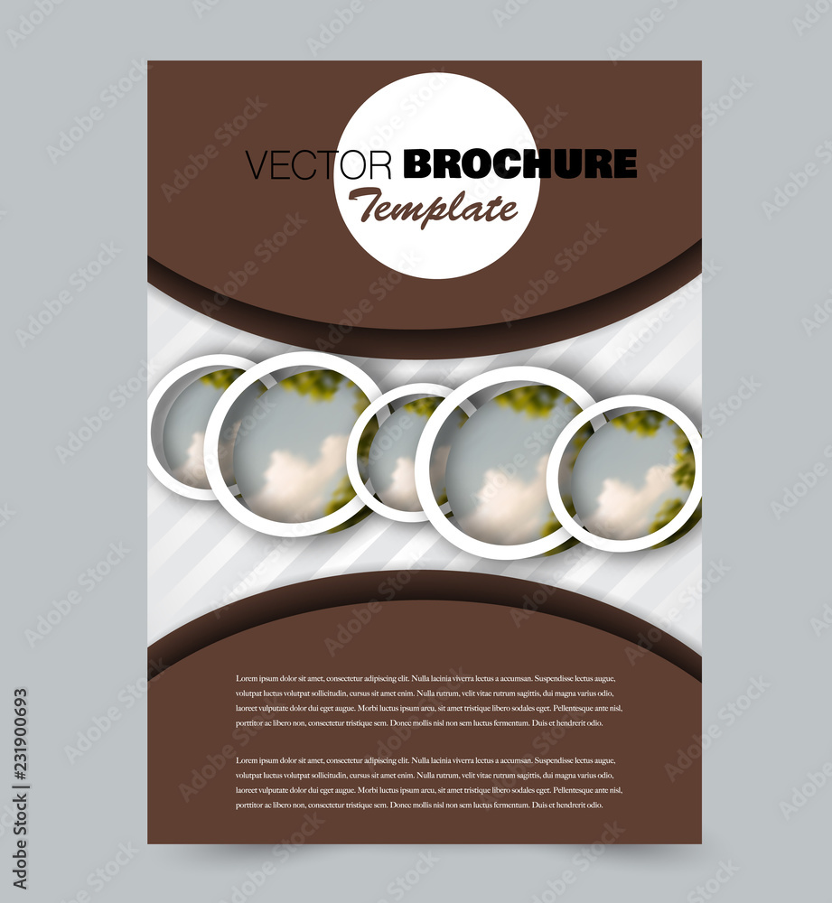 Brown flyer design template. Tech style background. Brochure for ...