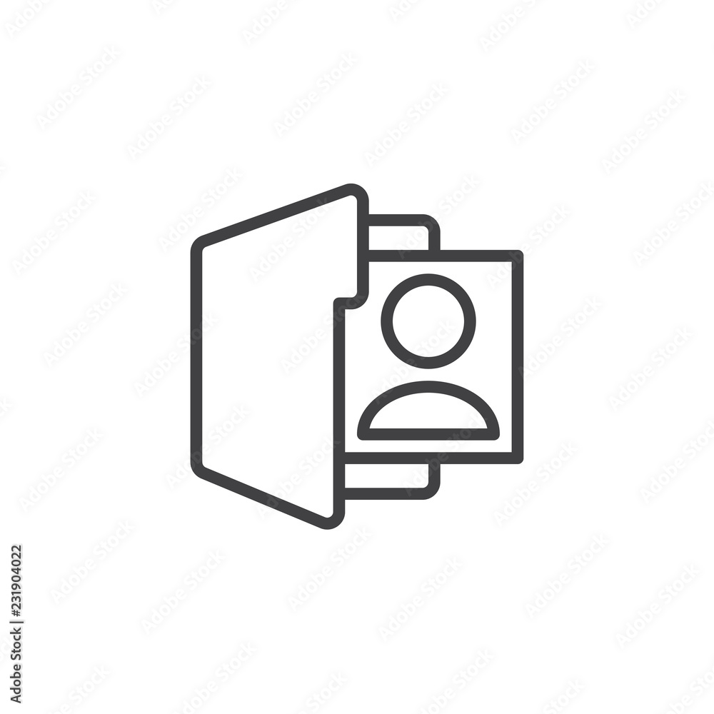 User folder outline icon. linear style sign for mobile concept and web ...