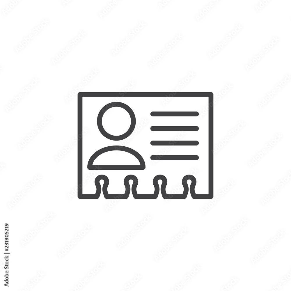 User id card outline icon. linear style sign for mobile concept and web ...