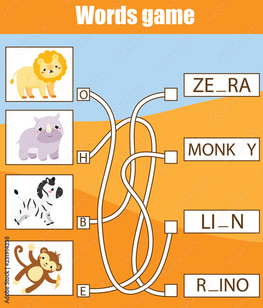 Educational game for children. Word maze activity. Learning vocabulary ...