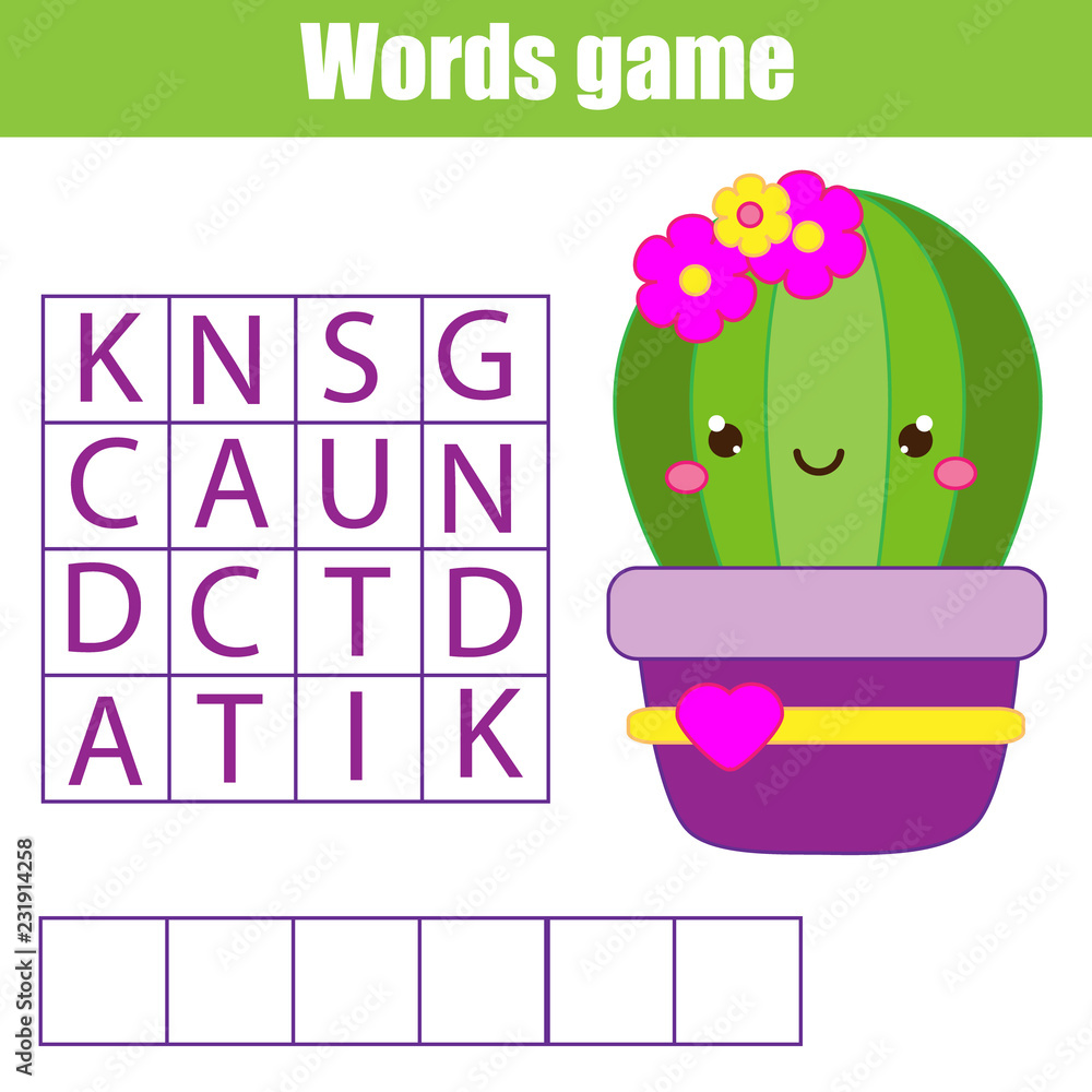 Educational game for children. Word search puzzle kids activity ...