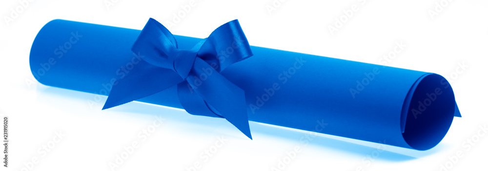 Certificate with blue ribbon isolated on white background Stock Photo ...