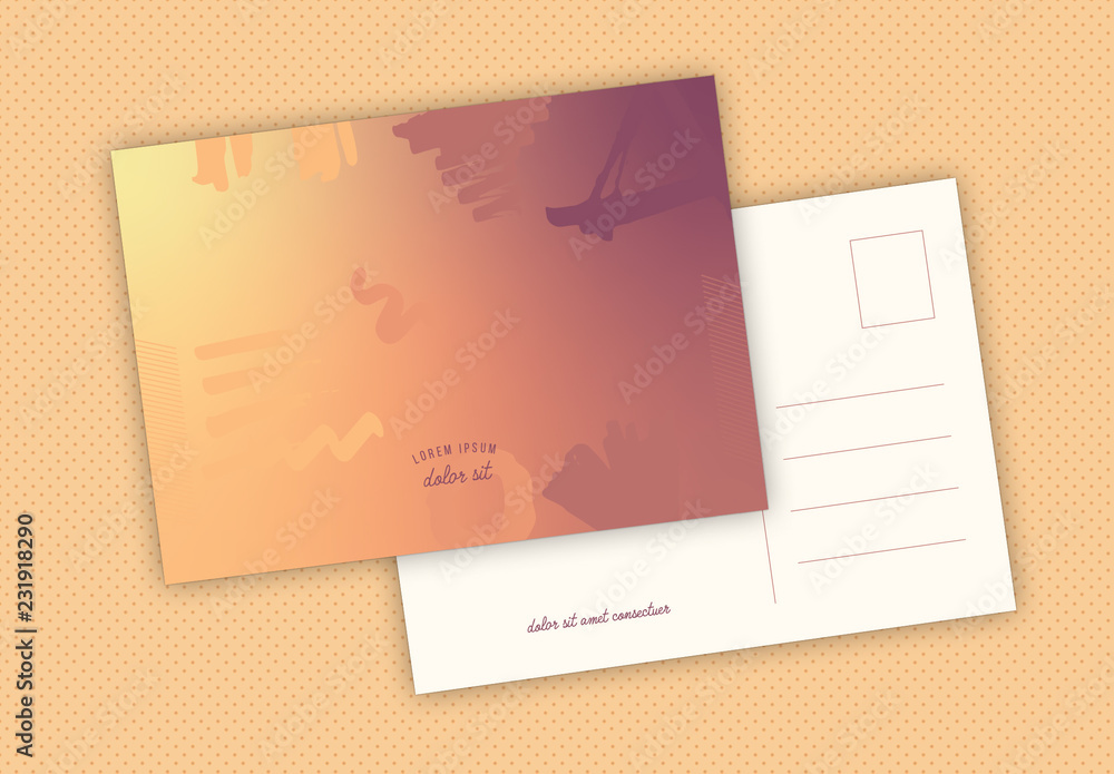 Abstract Shapes Postcard Layouts Stock Template | Adobe Stock