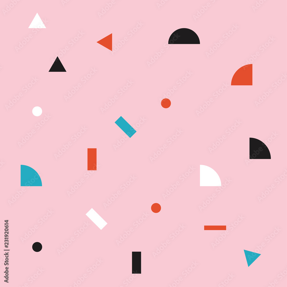 Simple Geometric Shapes Pink Seamless Pattern. Soft Pastel Color ...