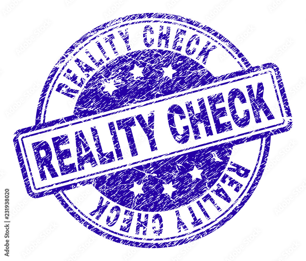 REALITY CHECK stamp seal watermark with distress texture. Designed with ...