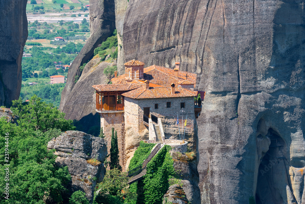 Holy Monastery of Roussanou at the complex of Meteora monasteries ...
