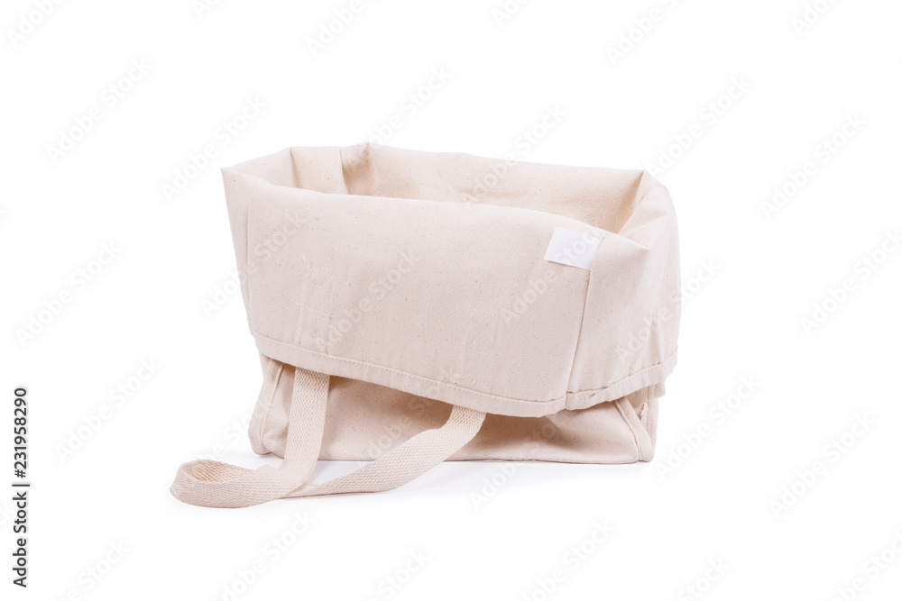 Isolated blank tote canvas bag on white background. An empty, light bag ...