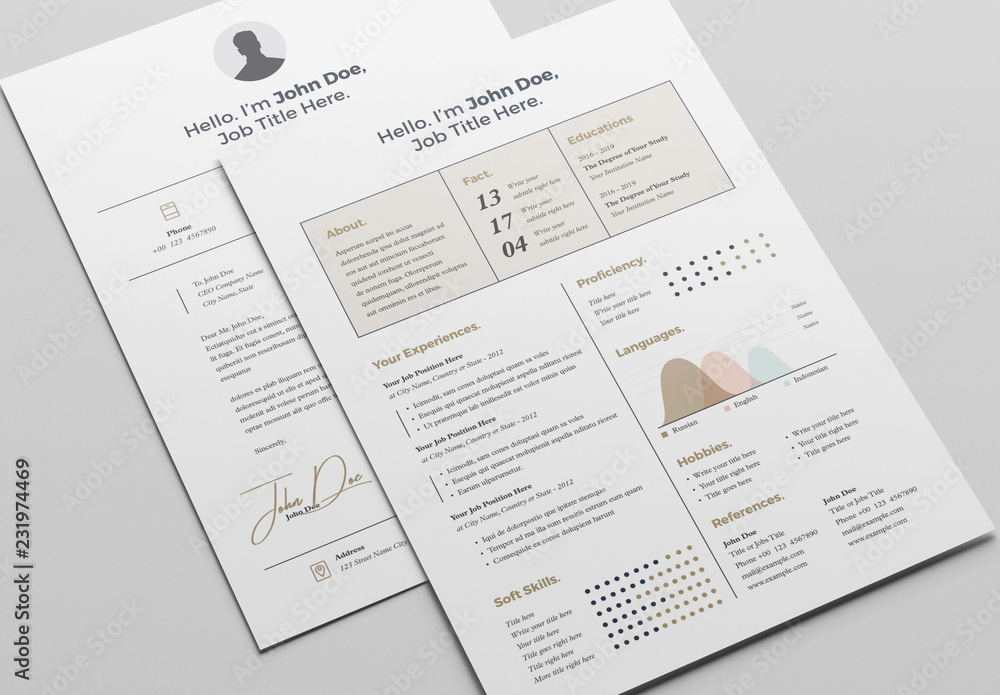 Resume Layout with Tan Accents Stock Template | Adobe Stock