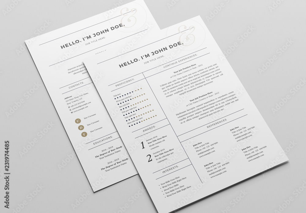 Resume Layout with Tan Accents Stock Template | Adobe Stock