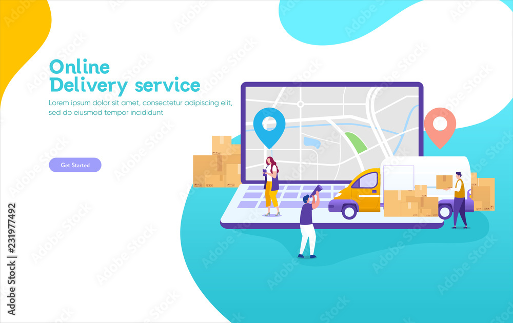 Online delivery service concept, online order tracking, can use for ...