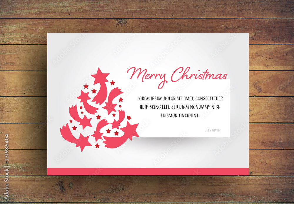 Christmas Card Layout with Red Star Elements Stock Template | Adobe Stock