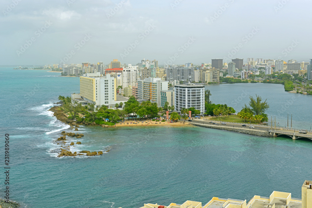 Aerial view of Condado district. Condado is a upper class community at ...