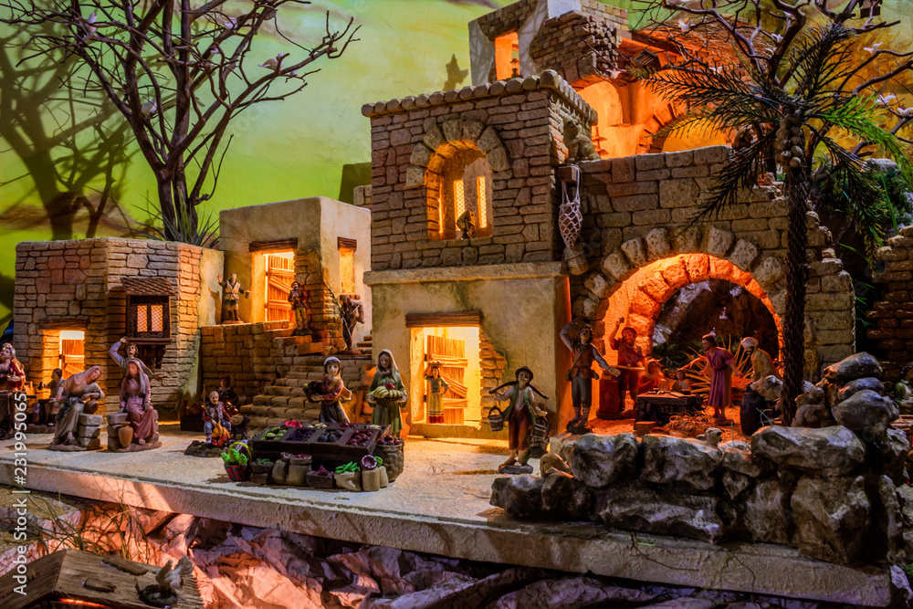 Poster Miniatures Christmas Manger representing Native Scene of Belen ...