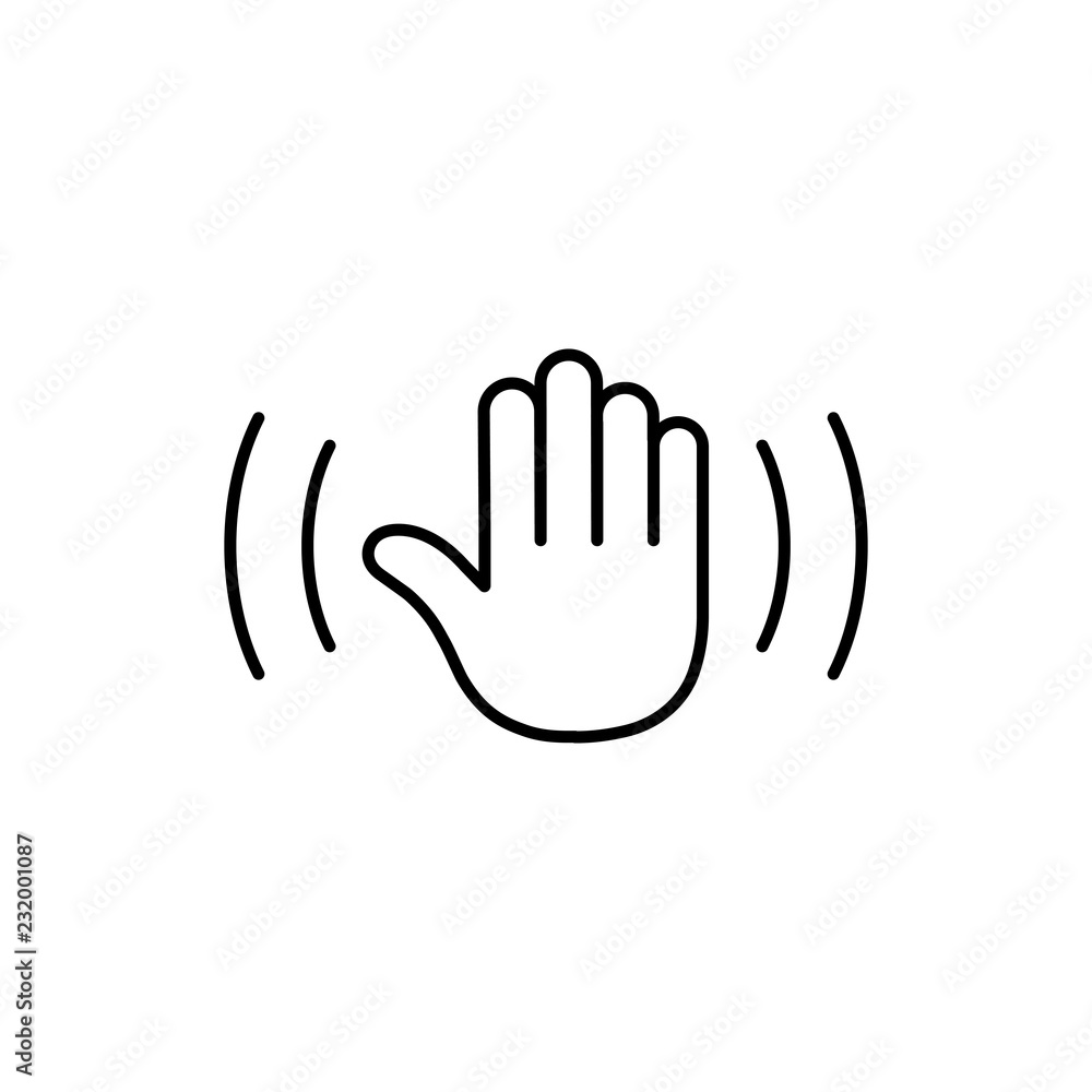 hello emoji symbol line black icon on white background Stock Vector ...