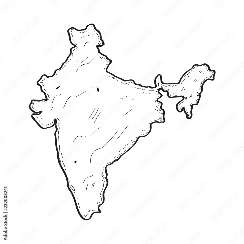 Sketch of a map of India. Vector illustration design Stock Vector ...