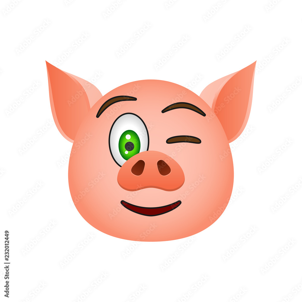 Pig in wink emoji icon. Element of new year symbol icon for mobile ...