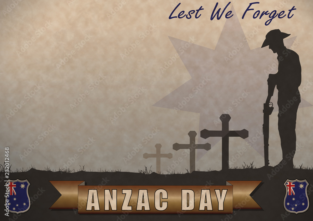 A4 sized ANZAC day poster. Australian New Zealand Army Corp ilustração ...