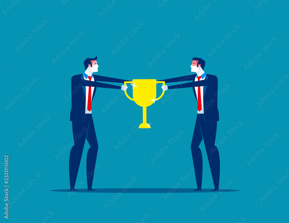 Office workers fighting each other for winning award. Concept business ...
