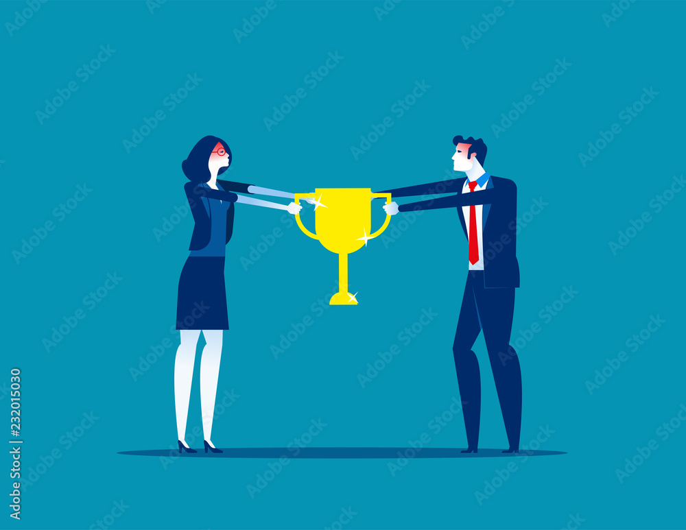 Office workers fighting each other for winning award. Concept business ...