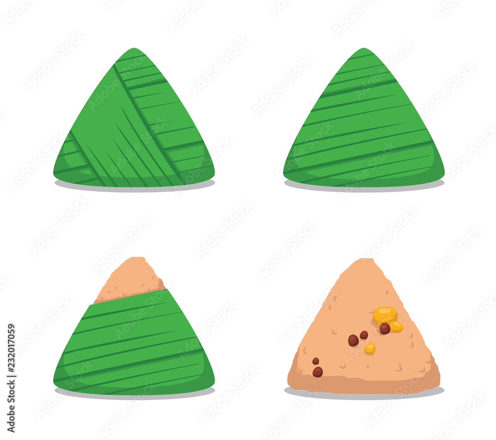 Zongzi Unfold Cartoon Vector Illustration Stock Vector | Adobe Stock