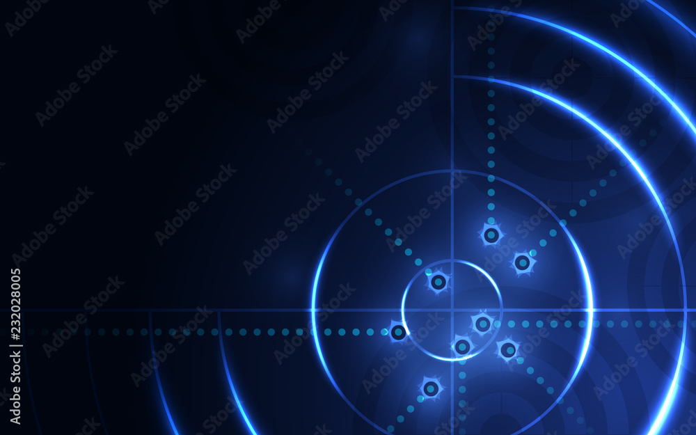 Abstract blue target, shooting range on black background. Vector ...