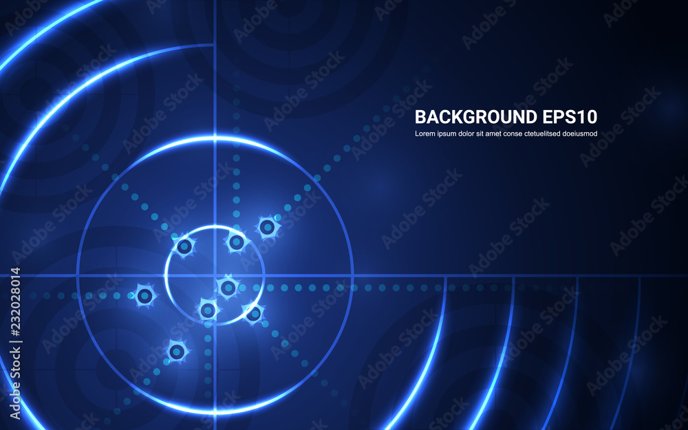 Abstract blue target, shooting range on black background. Vector ...