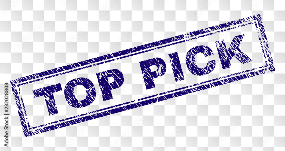 TOP PICK stamp seal watermark with rubber print style and double framed ...