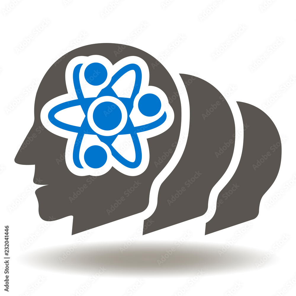 Human heads atom science icon vector. Modern information innovative ...