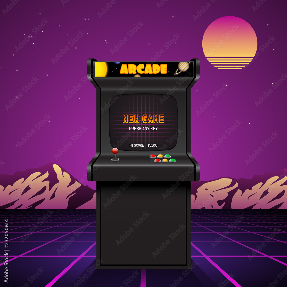 Arcade machine screen, retro vector background Stock Vector | Adobe Stock