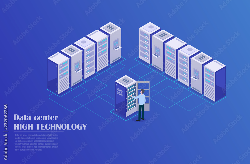 Server room Stock Vector | Adobe Stock