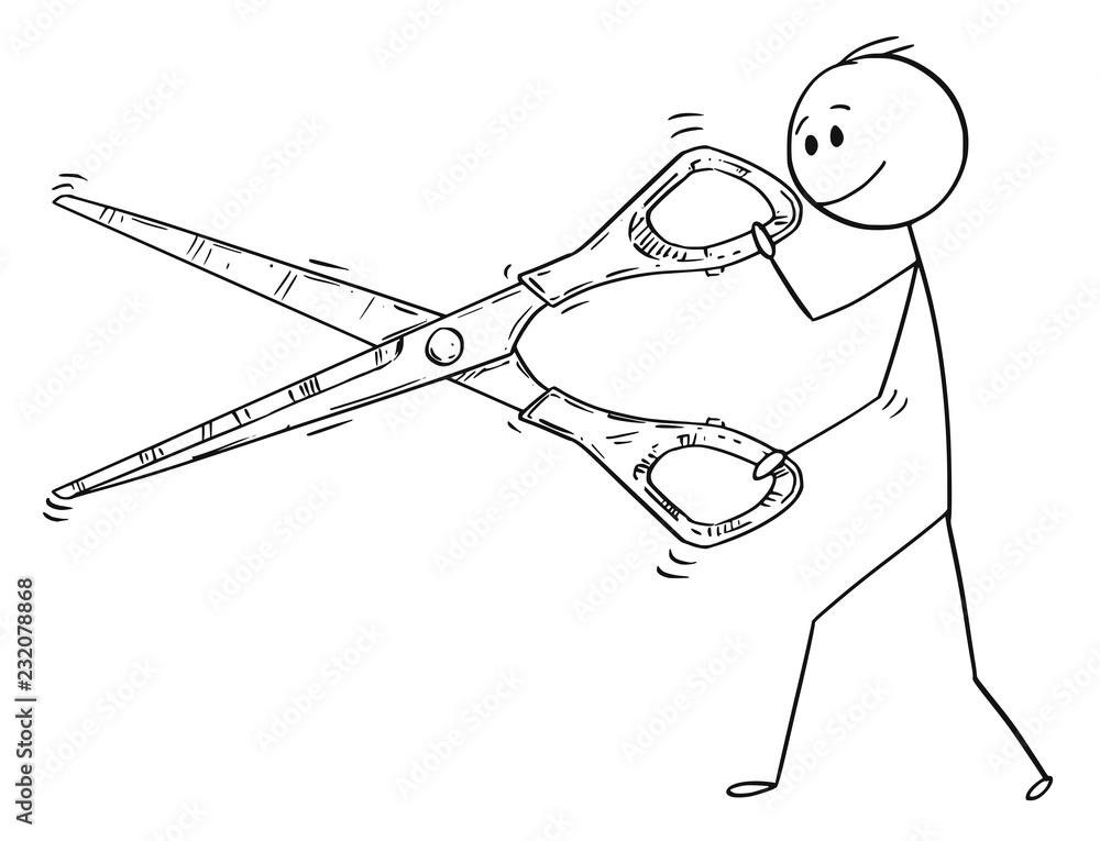 Cartoon stick drawing conceptual illustration of man or businessman ...