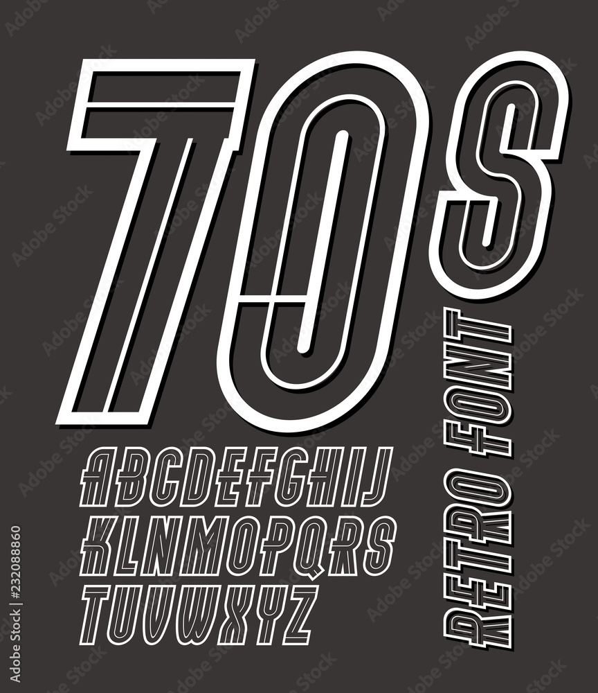 Vector retro 70s condensed capital alphabet letters collection, can be ...