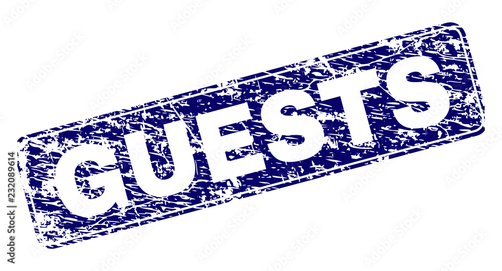GUESTS stamp seal print with grunge texture. Seal shape is a rounded ...
