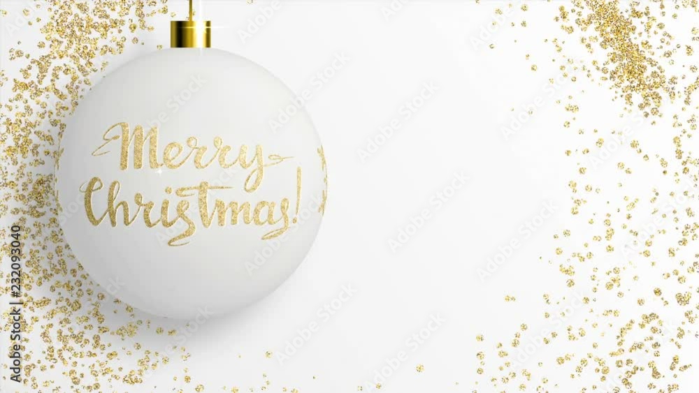 Hanging elegant Christmas evening ball with shining gold snowflake and ...