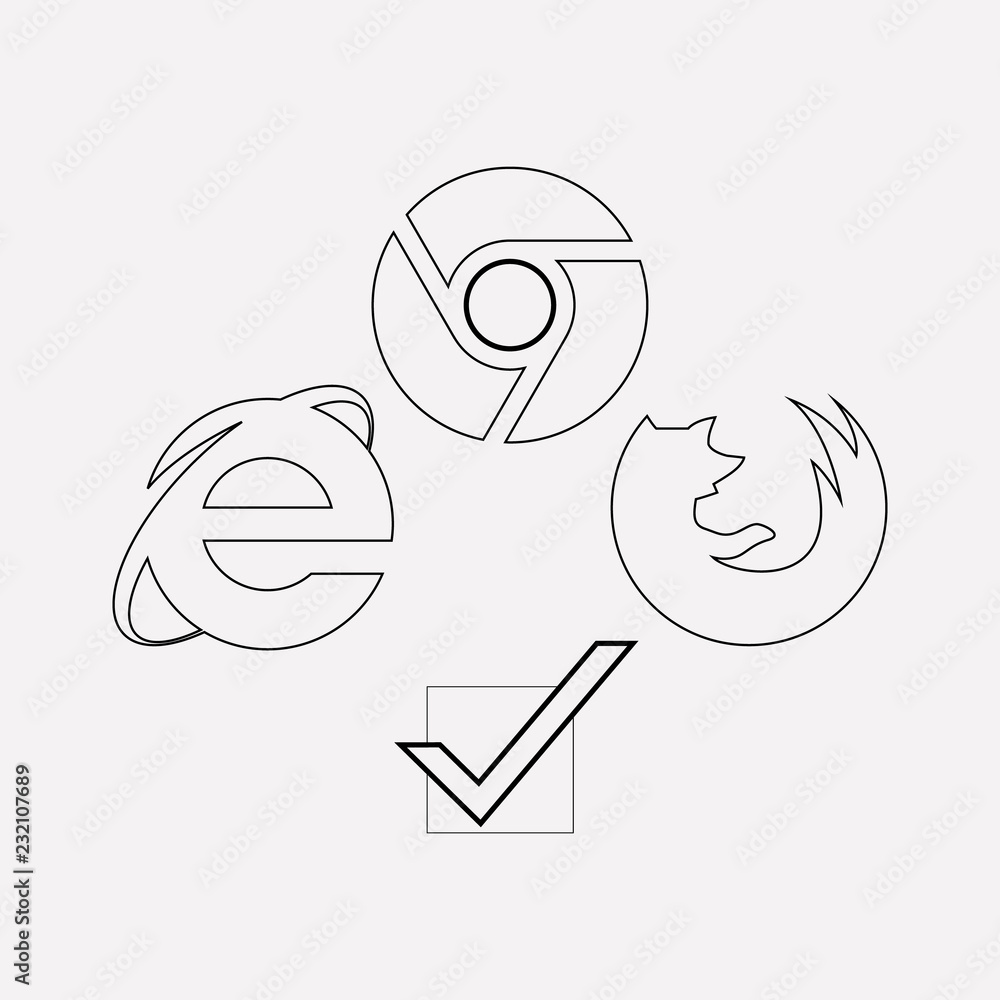 Browser compatibility icon line element. Vector illustration of browser ...