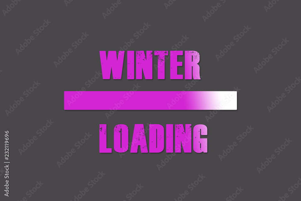 " winter loading : bright pink and white title inscription on gray ...