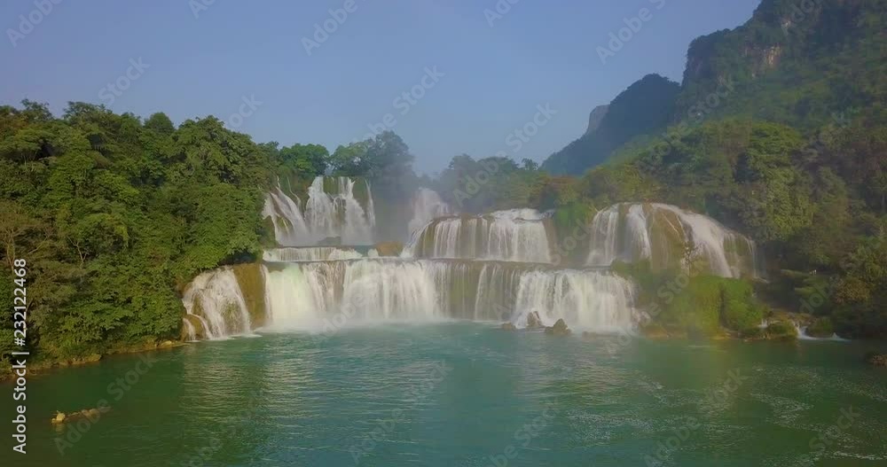 Beautiful waterfall. Ban Gioc waterfall or Detian waterfall is ...