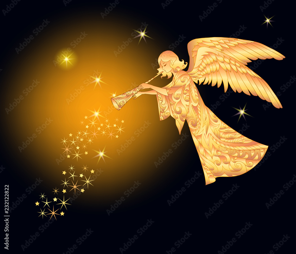 Christmas angel vector illustration. Stock Vector | Adobe Stock