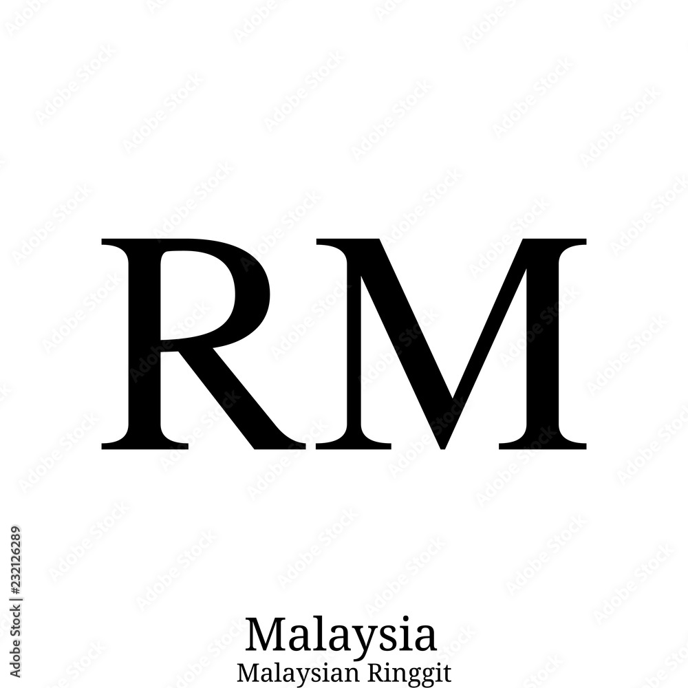 Black Malaysian Ringgit currency symbol isolated on white background ...