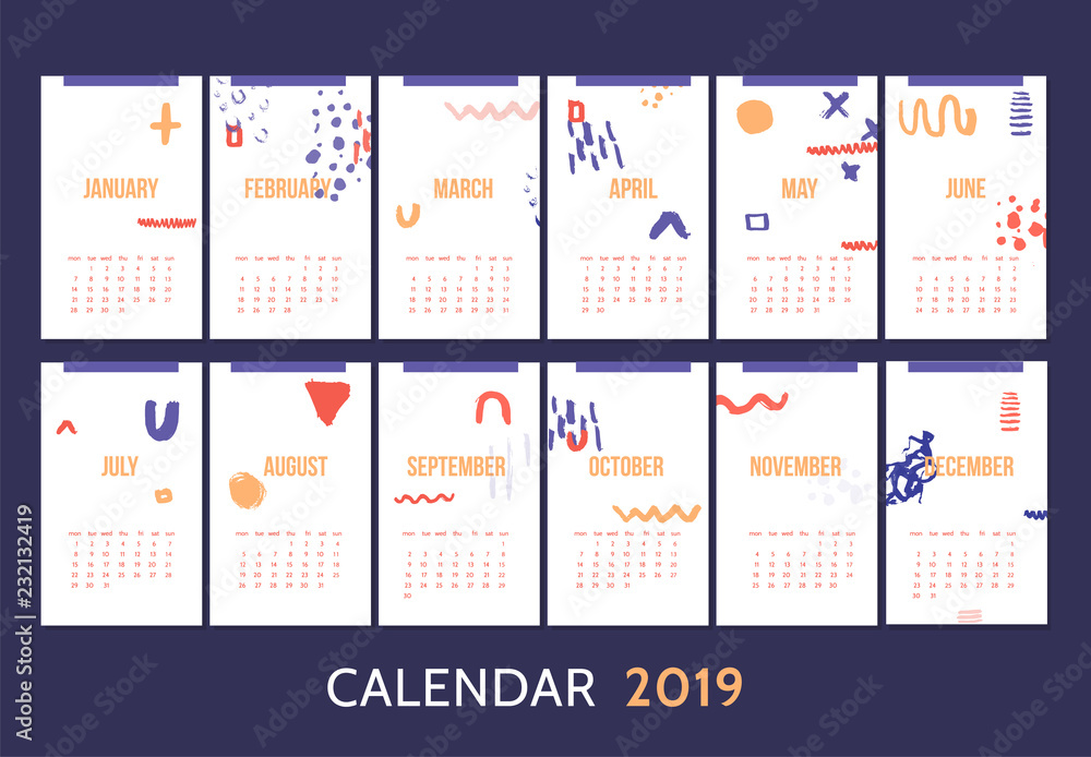 Monthly Modern calendar template design with motivational quote ...