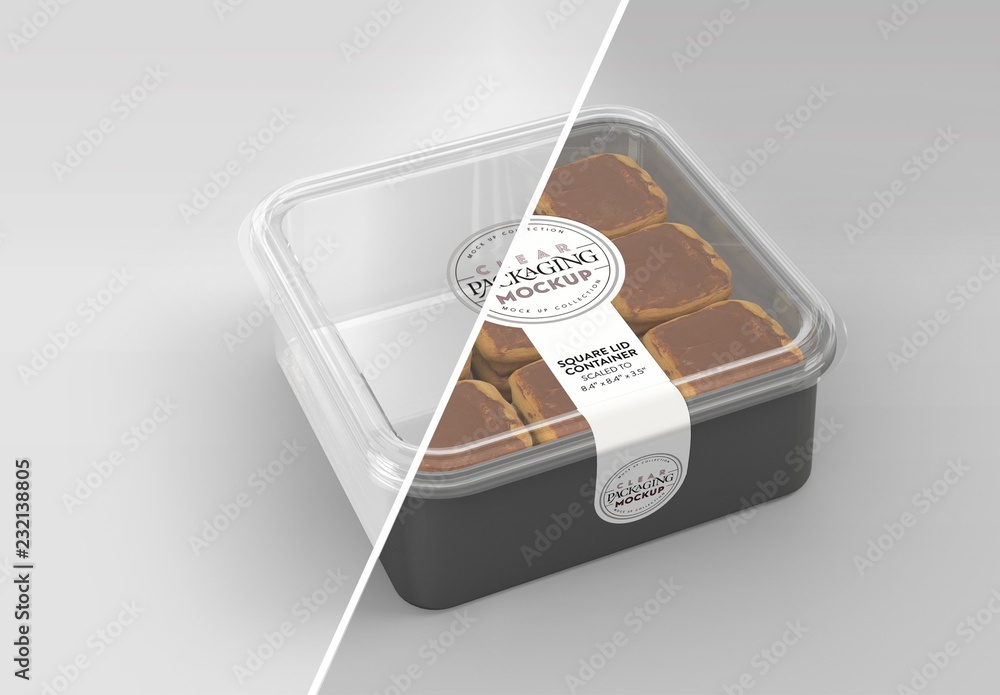 Clear Square Container Mockup Stock Template | Adobe Stock