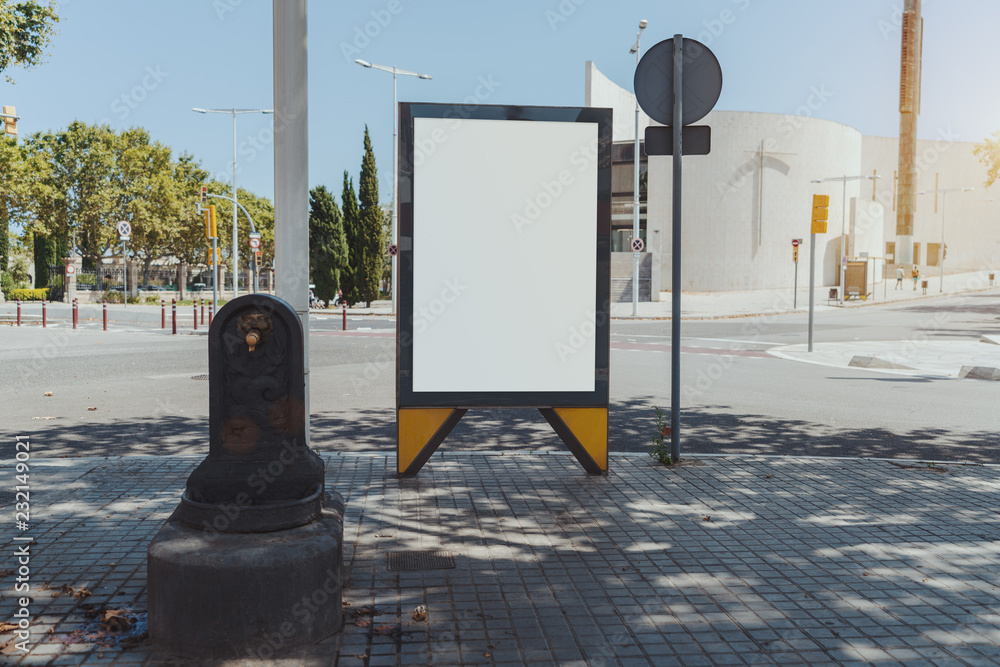 The template of an empty billboard placeholder; blank advertising ...