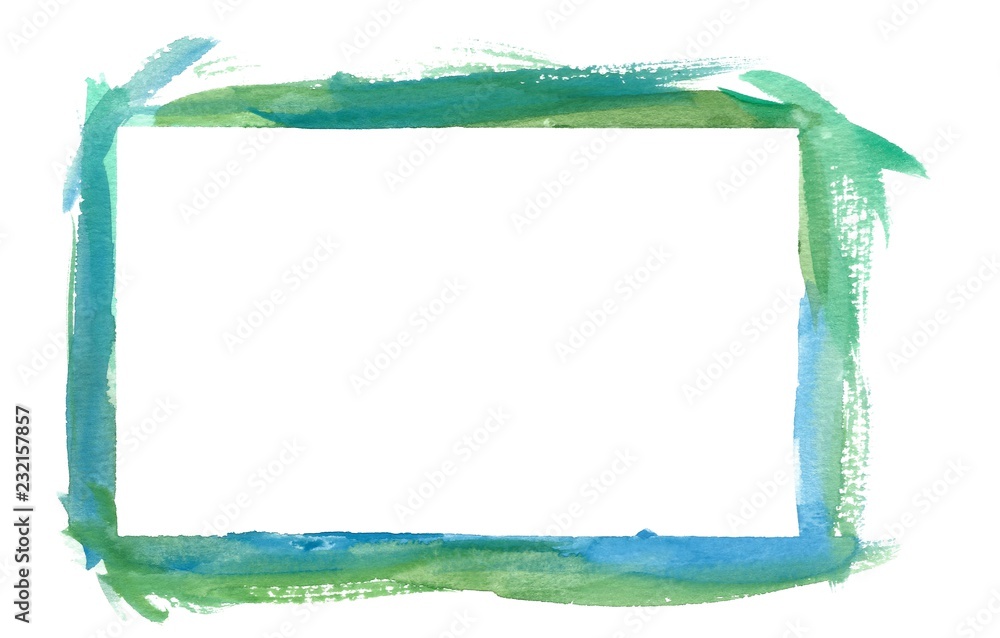Blue Green Watercolor Border Frame Stock Vector | Adobe Stock