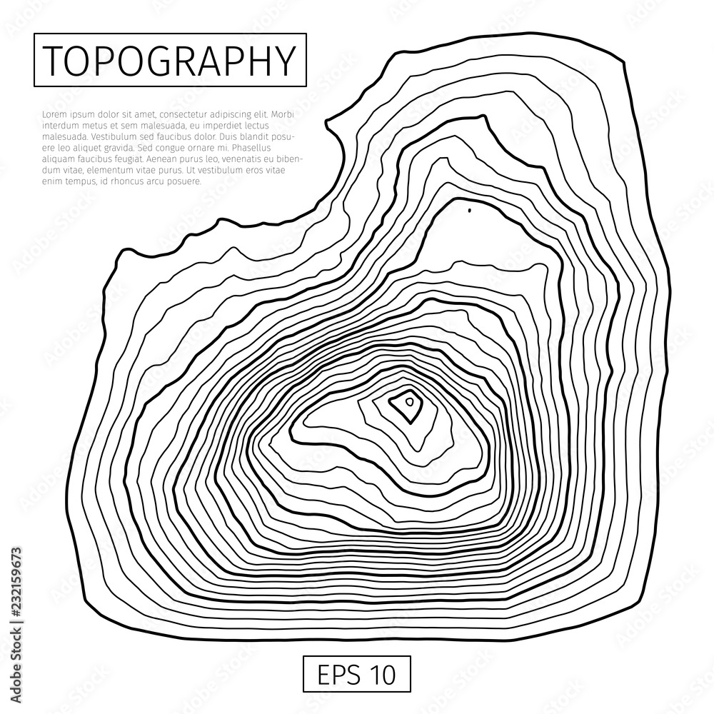 Brochure, poster, advertising design. Vector contour topographic map ...