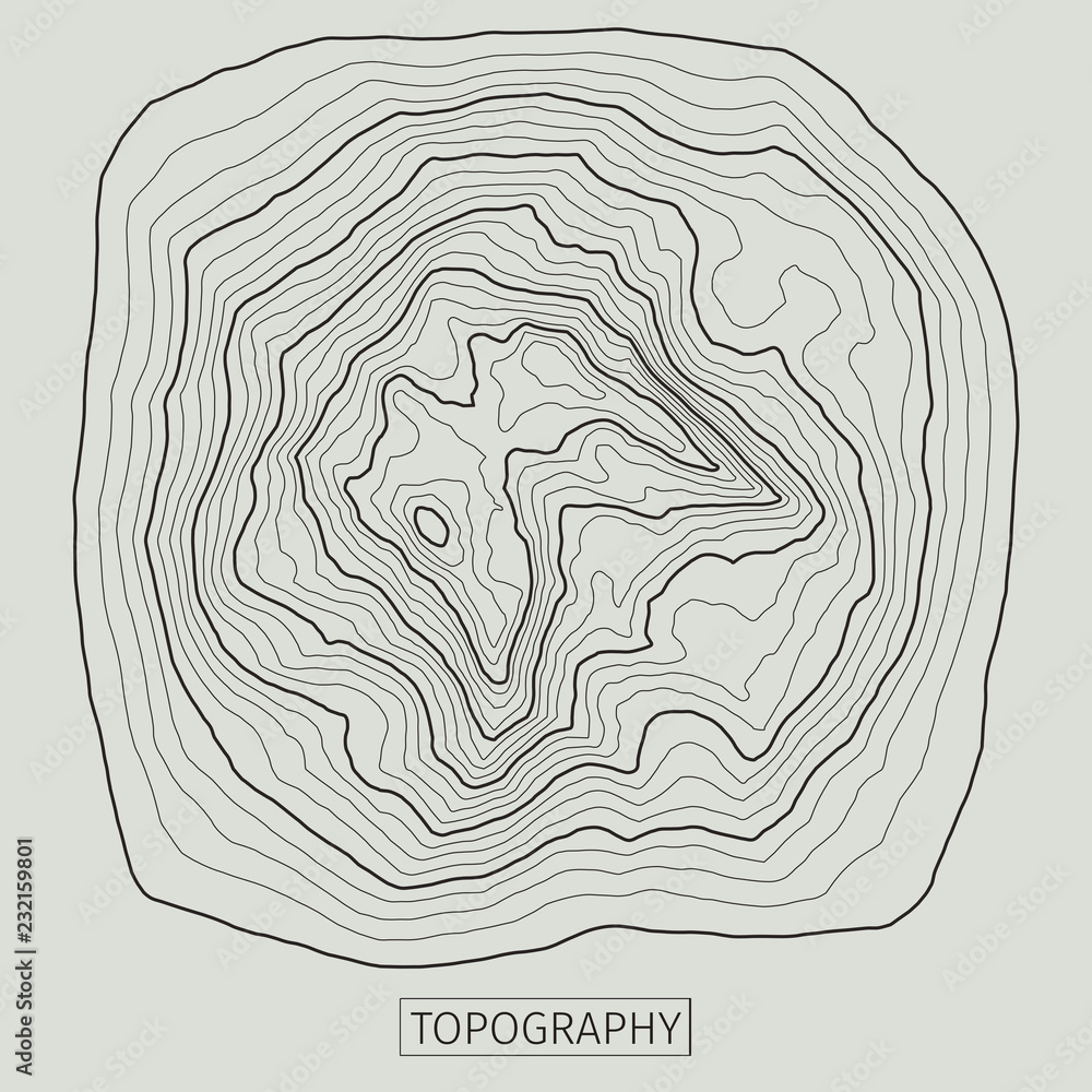 Brochure, poster, advertising design. Vector contour topographic map ...