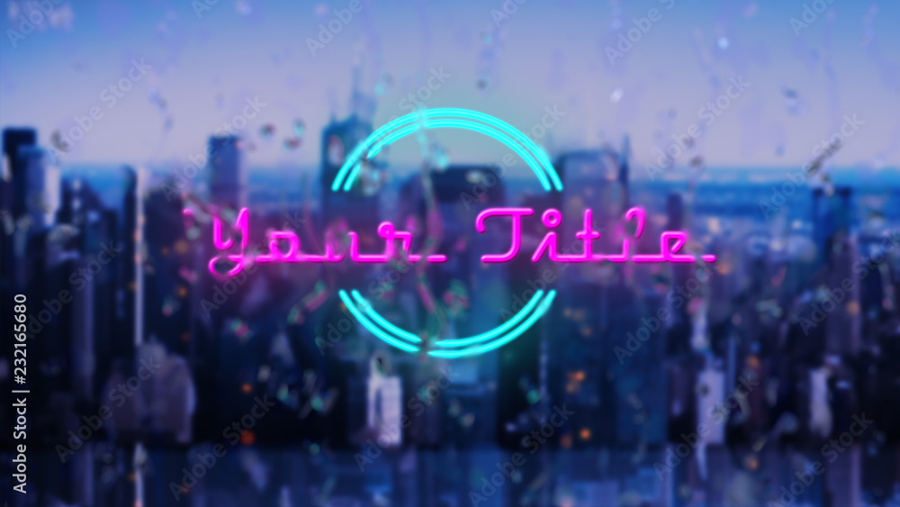 Rain Drops With Neon Title Stock Template | Adobe Stock