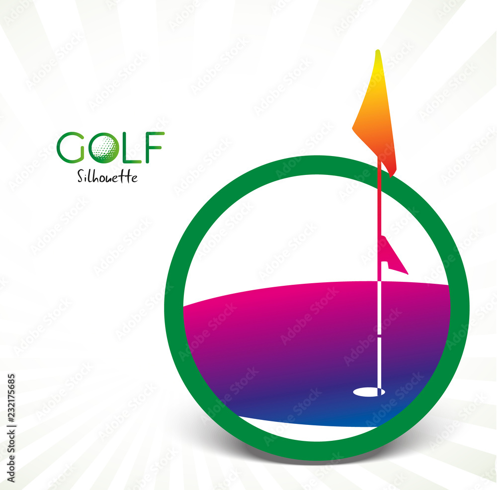 Colorful golf silhouette isolated on white, vector illustration Stock ...