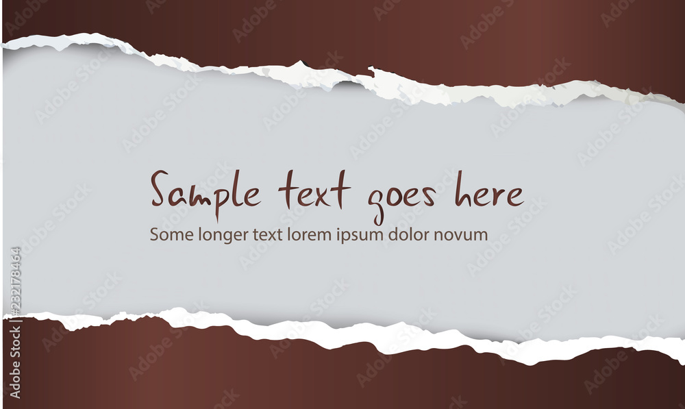 Brown torn paper card with sample text, vector illustration Stock ...